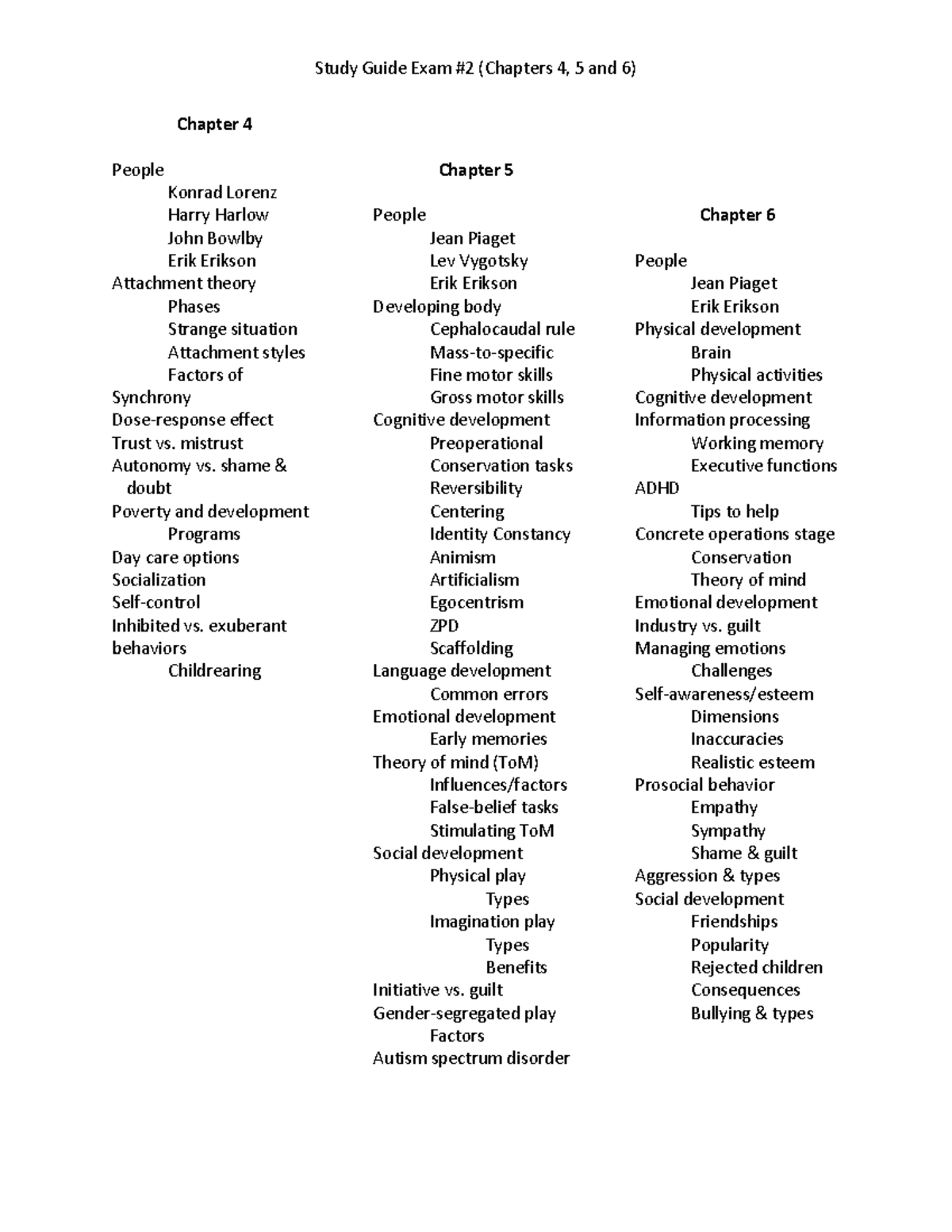 PSY 230 Exam 2 Study Guide - Study Guide Exam #2 (Chapters 4, 5 and 6) Chapter 4 People Konrad ...