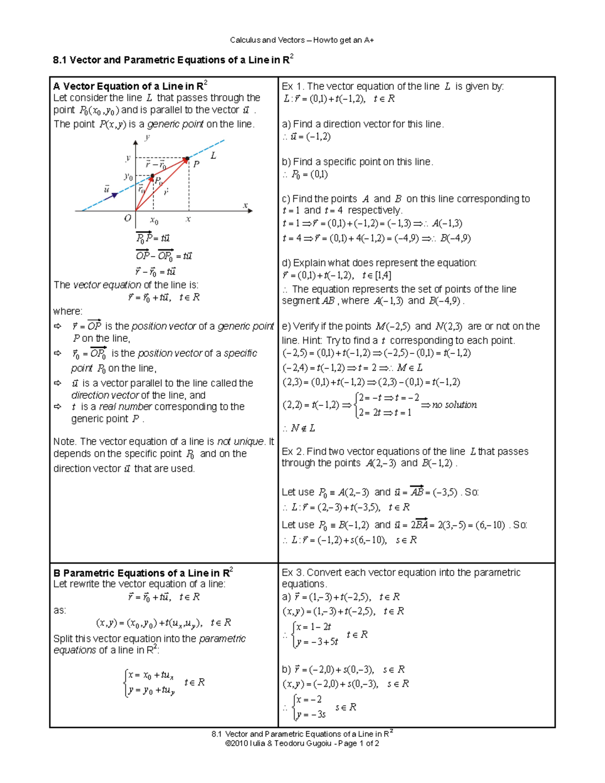 7.2 Handout 1 Solutions - Calculus and Vectors – How to get an A+ 8 ...