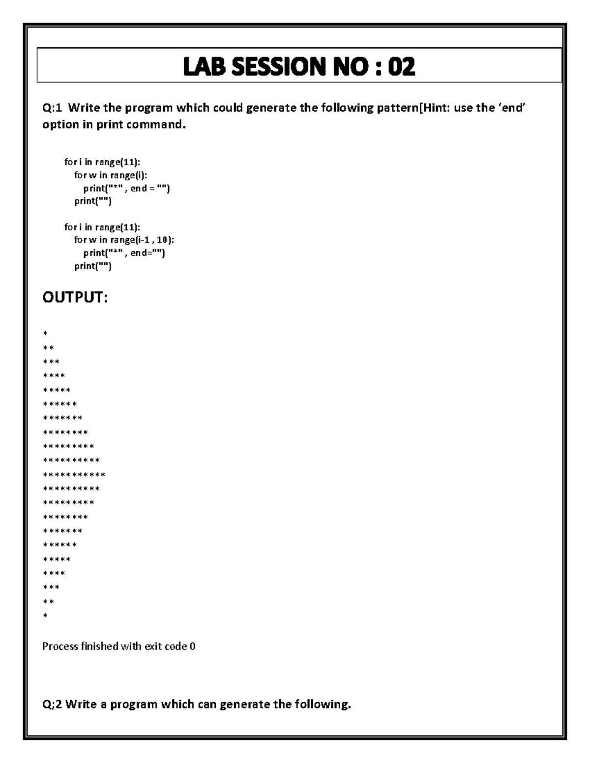 Lab Sessions Complete Q1 Write The Program Which Could