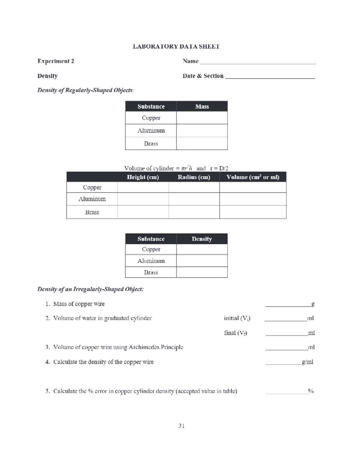 Data Sheet #2 - CHEM 1111 - Studocu