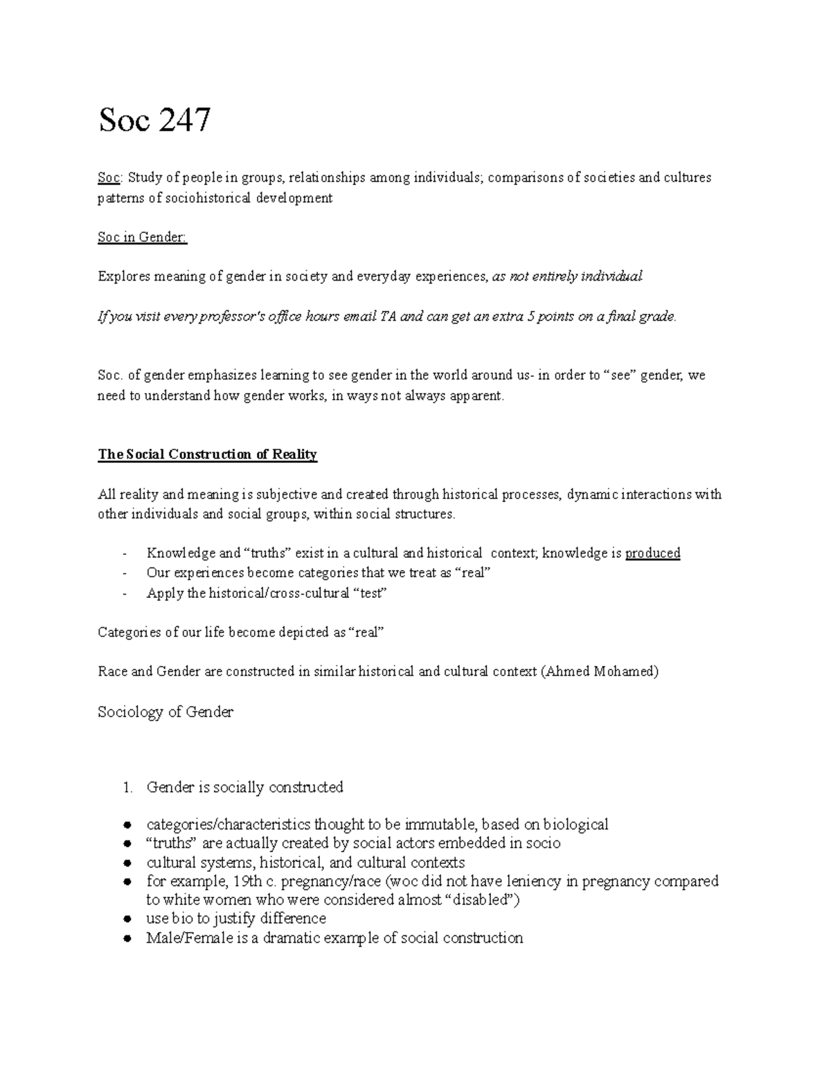 Social Construction of Reality - Soc 247 Soc: Study of people in groups ...