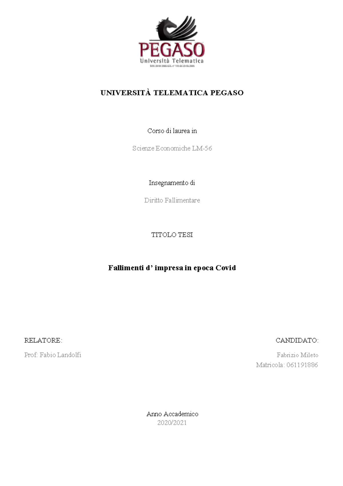 Abstrtact tesi - Modello abstract tesi - UNIVERSITÀ TELEMATICA PEGASO ...