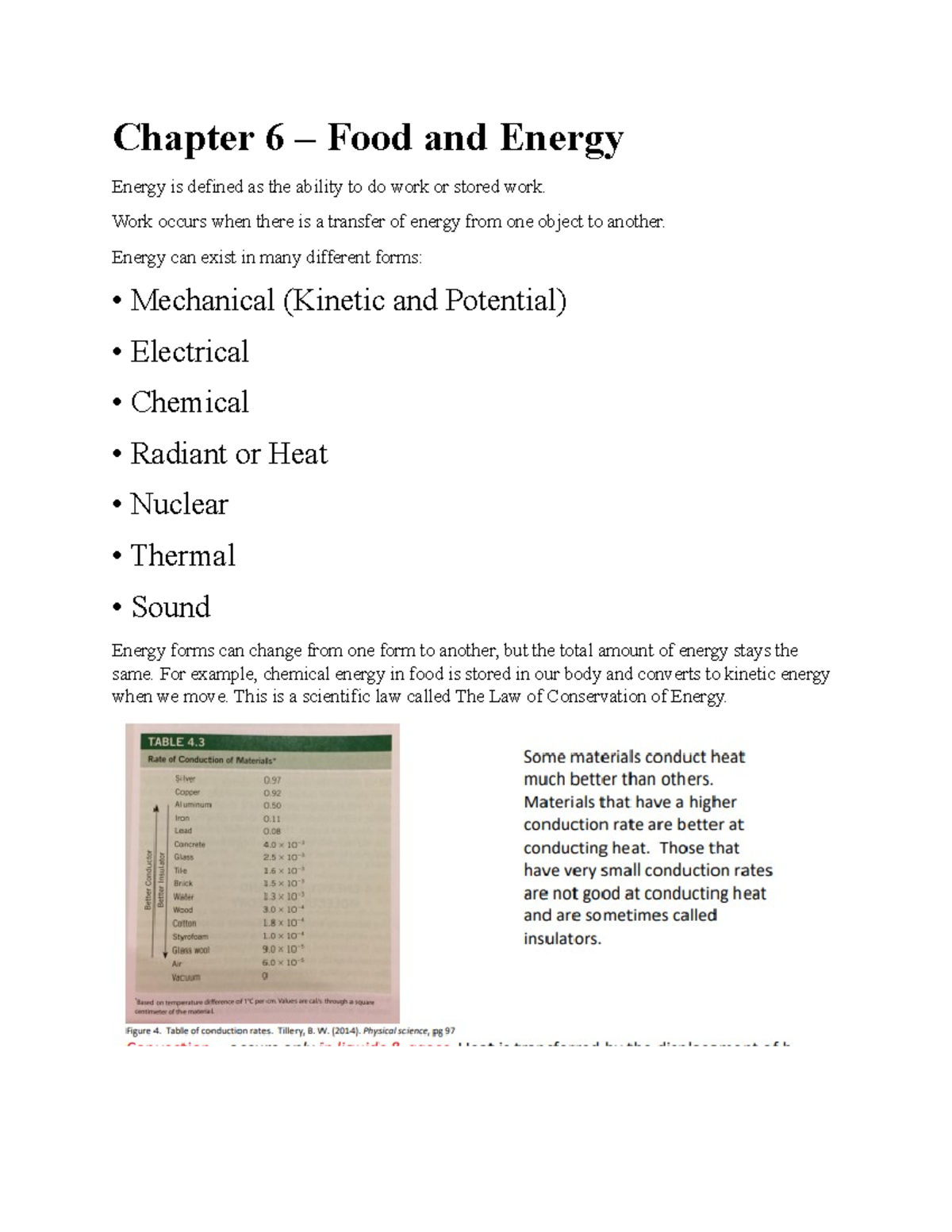 Chapter 6 summary - Chapter 6 – Food and Energy Energy is defined as ...
