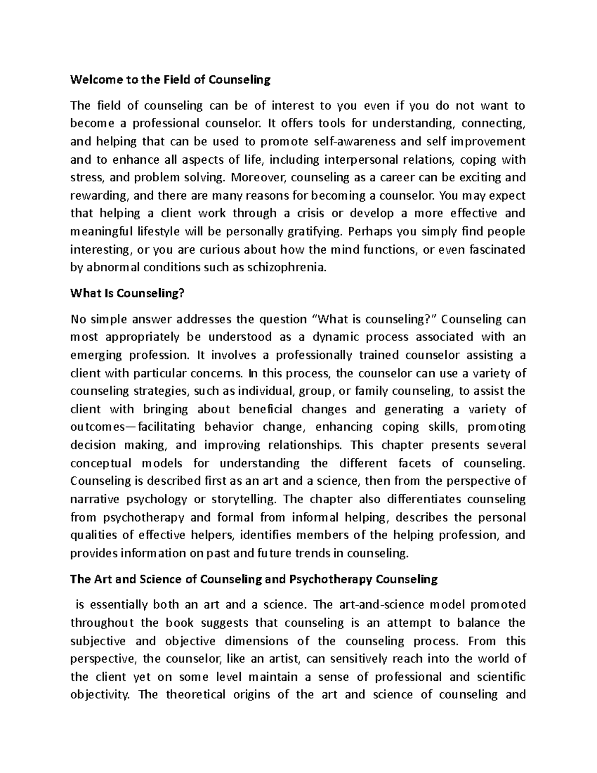 The Field of Counseling report praise the lord - Welcome to the Field ...