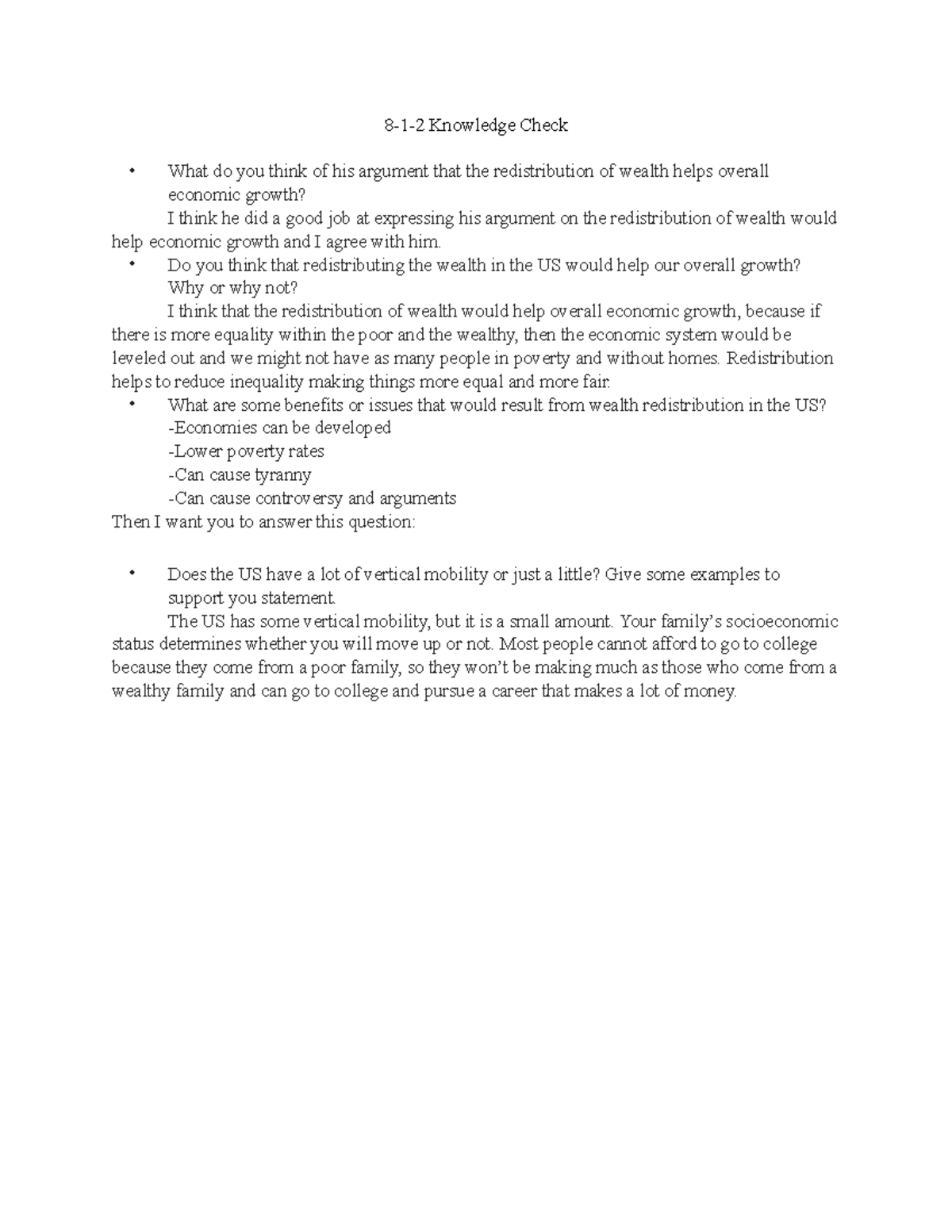 8-1-2 Knowledge Check - Assignment - 8-1-2 Knowledge Check What do you think of his argument ...