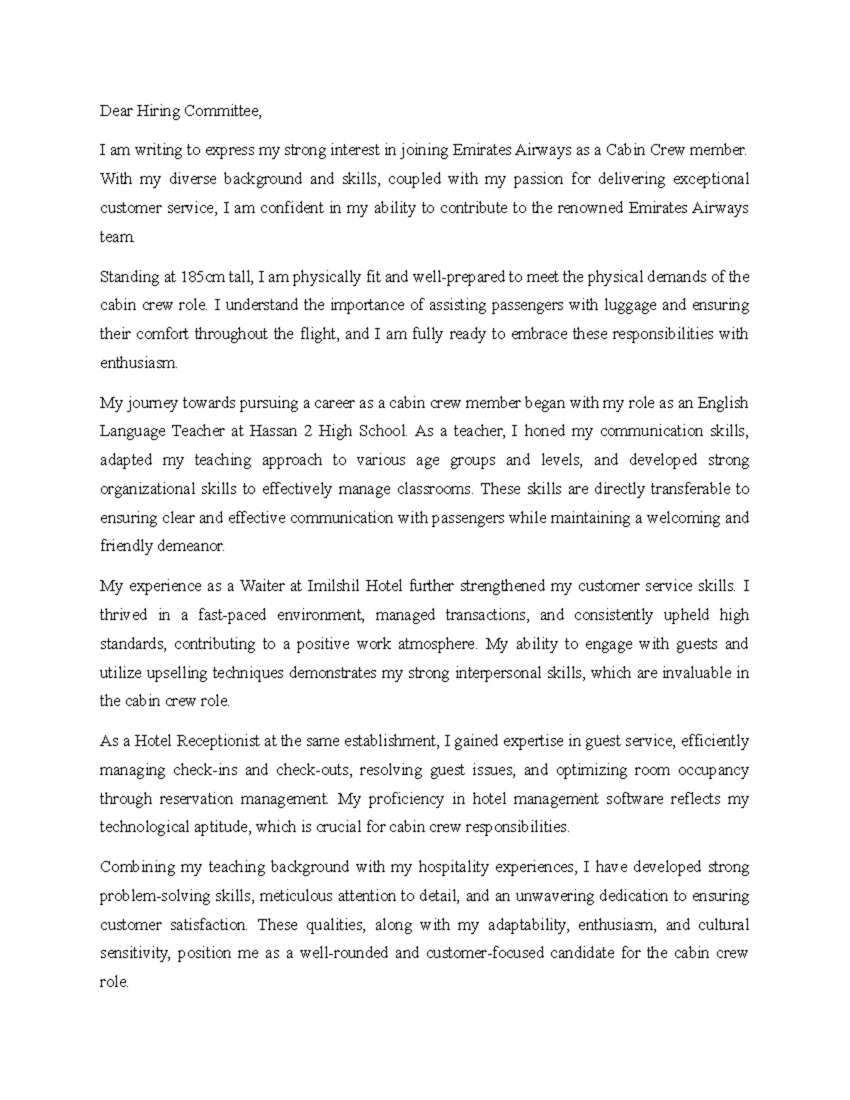 Dear Hiring Committee - prctice - Dear Hiring Committee, I am writing ...