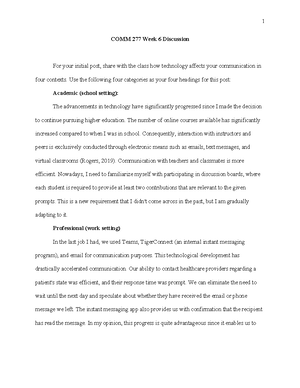 COMM 277 Week 4 Discussion - 1 COMM 277 Week 4 Discussion Scenario 1: A colleague from another ...