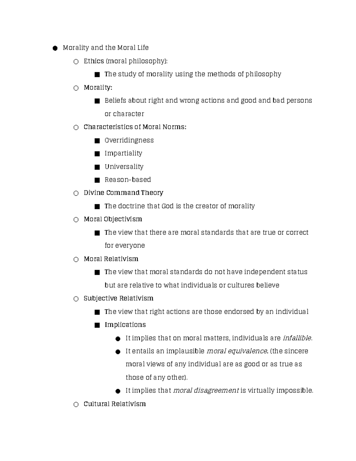 Ch. 3 Morality and the Moral Life - Morality and the Moral Life Ethics ...