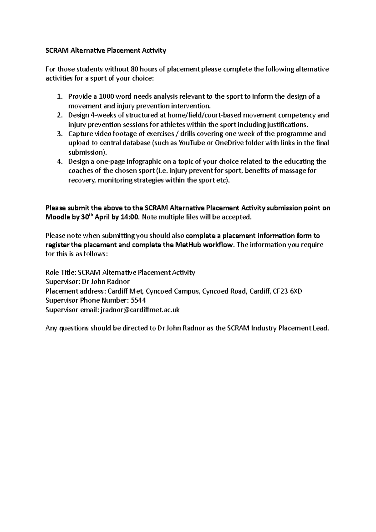 Scram Alternative Placement Activity - SCRAM Alternative Placement ...