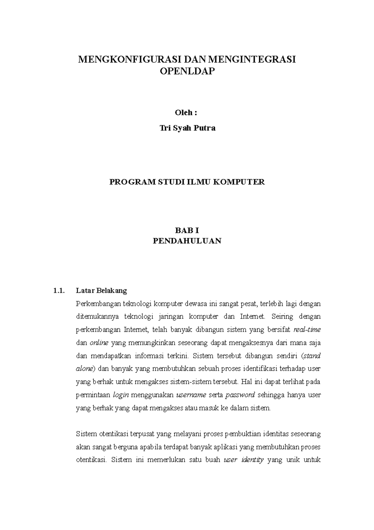 Autentikasi dengan Menggunakan LDAP - MENGKONFIGURASI DAN MENGINTEGRASI ...