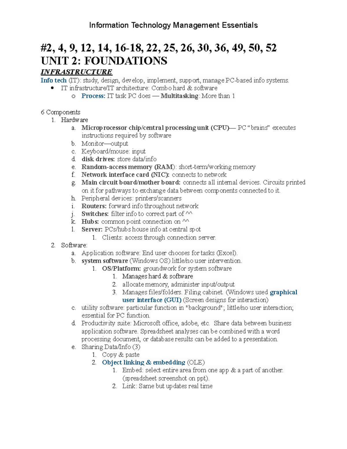 IT Notes - D075 study guide - Information Technology Management ...