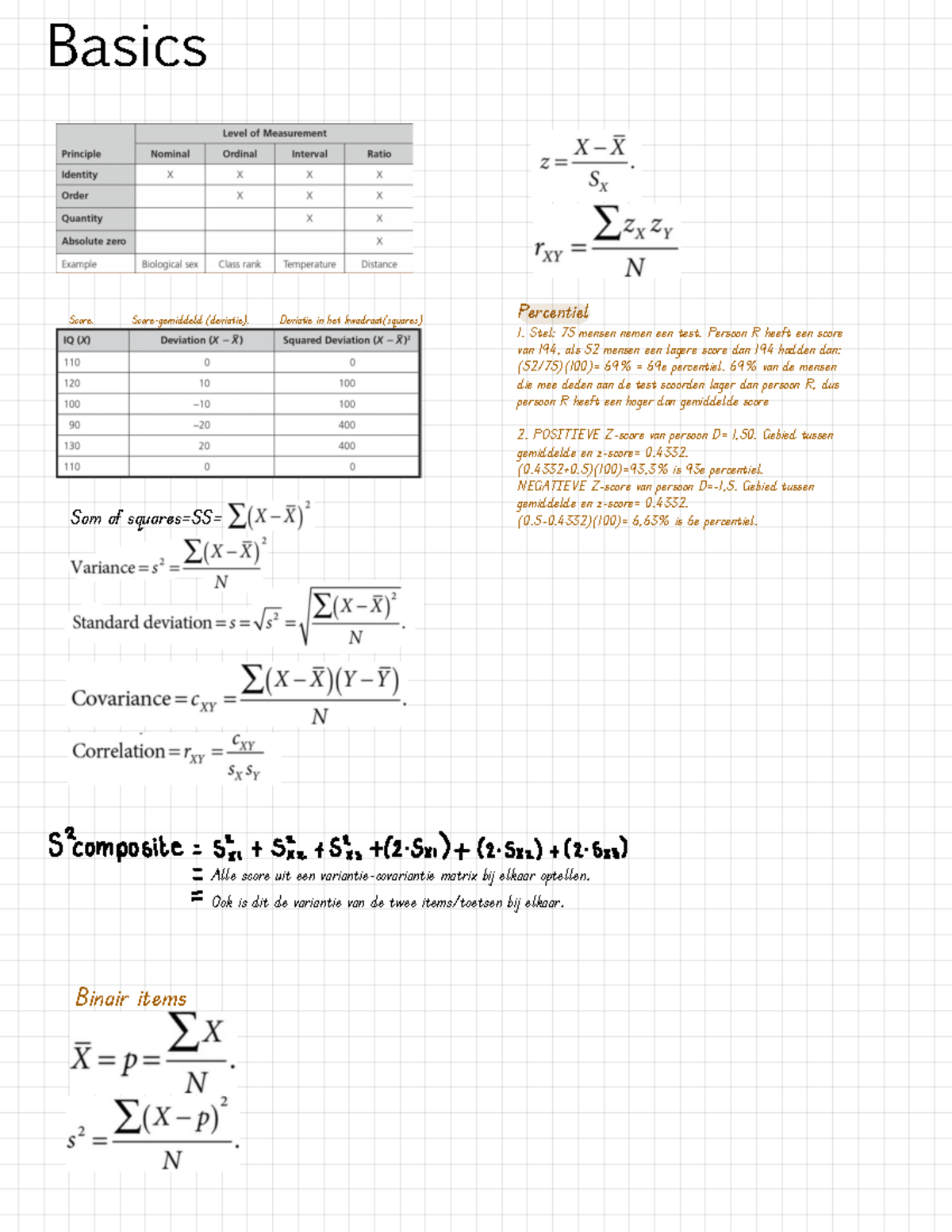 Testtheorie Notes - Basics Score. Score-gemiddeld (deviatie). Deviatie ...