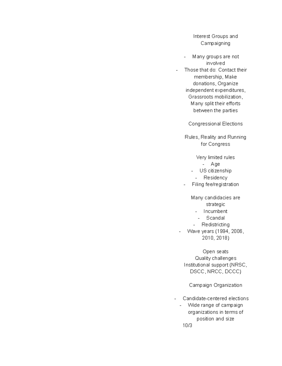 Pol 123 - polisci - Interest Groups and Campaigning Many groups are not ...