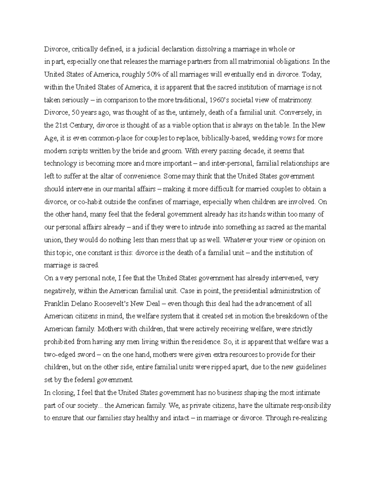 Divorce - In the United States of America, roughly 50% of all marriages ...