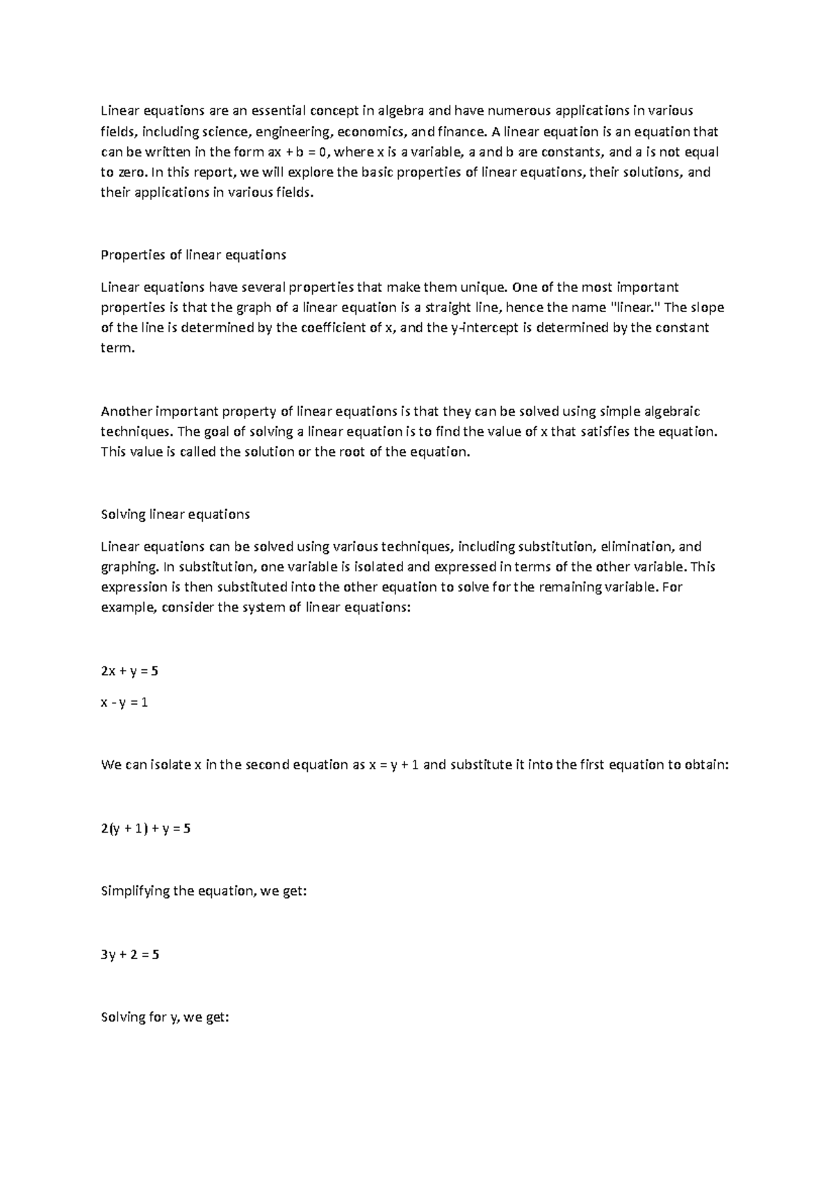 3 - linear equation essay - Linear equations are an essential concept ...