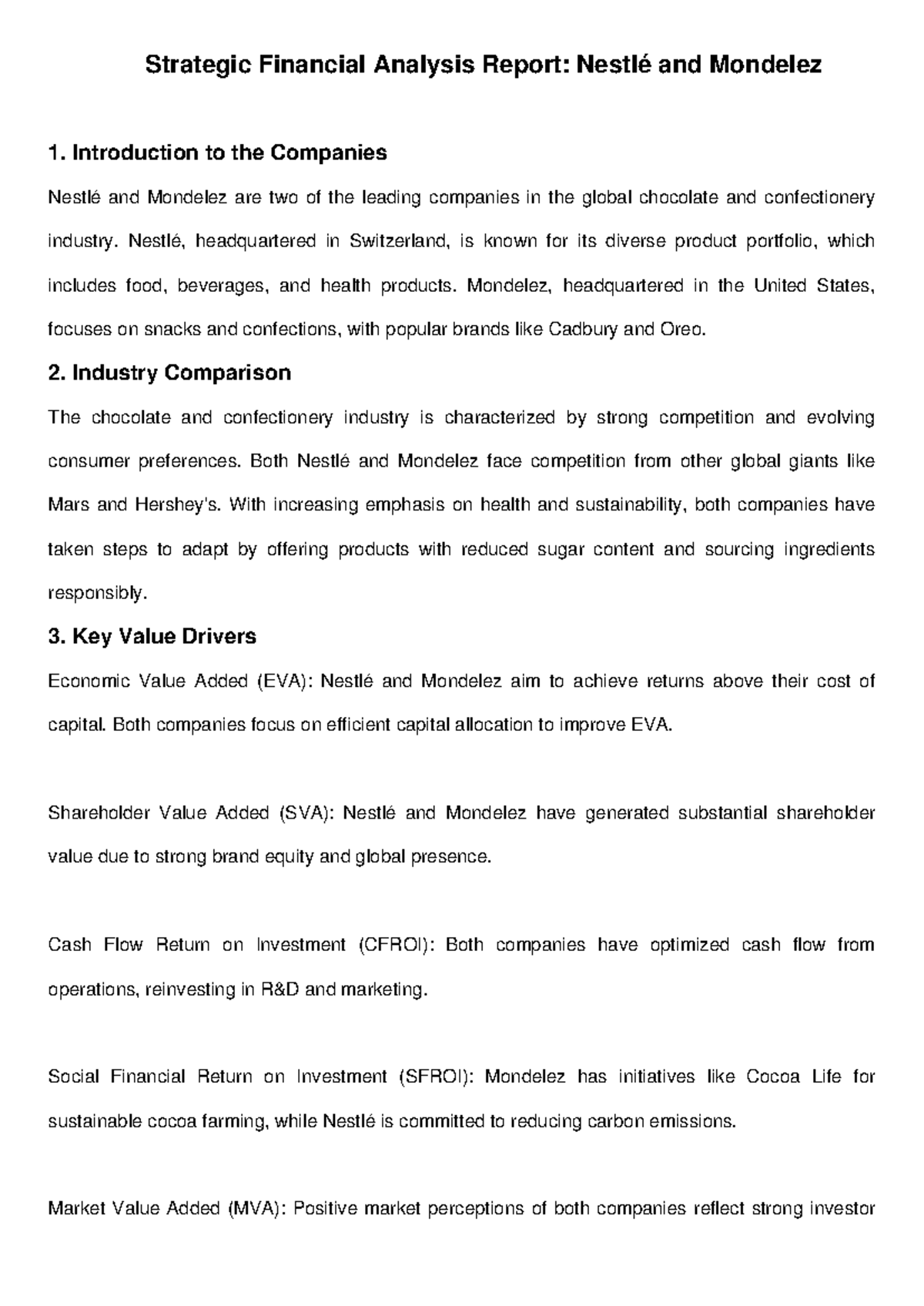 Nestle Mondelez Strategic Analysis Report - Strategic Financial ...