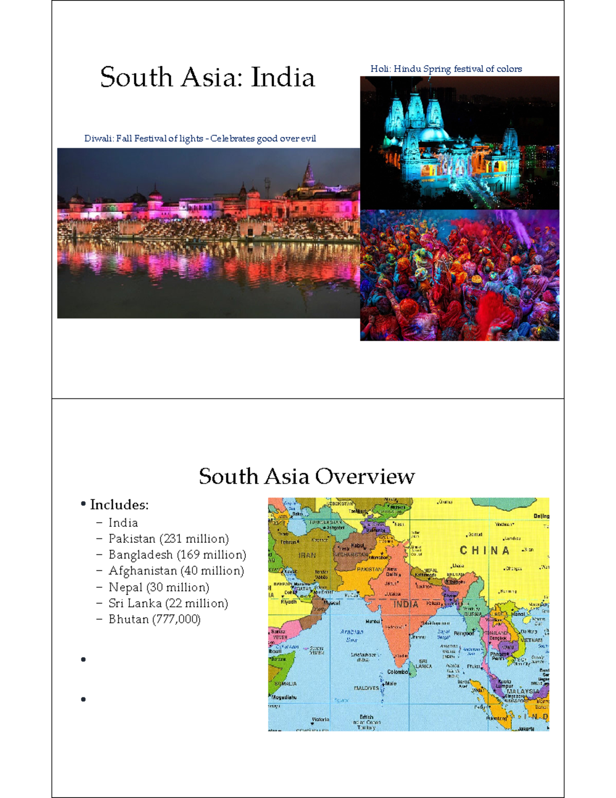 South Asia II - India - Notes - South Asia: India Holi: Hindu Spring ...