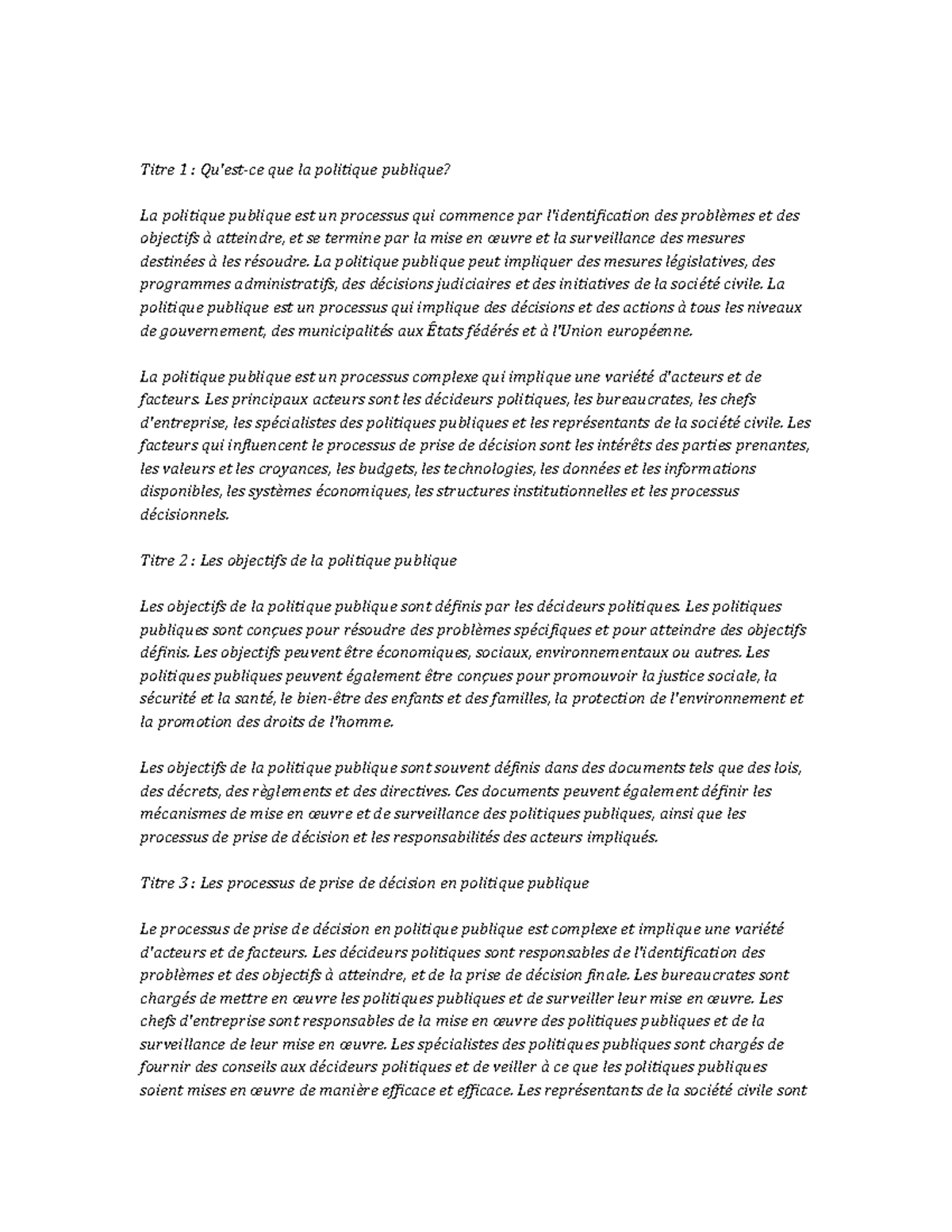 Public Policy - Titre 1 : Qu'est-ce que la politique publique? La ...