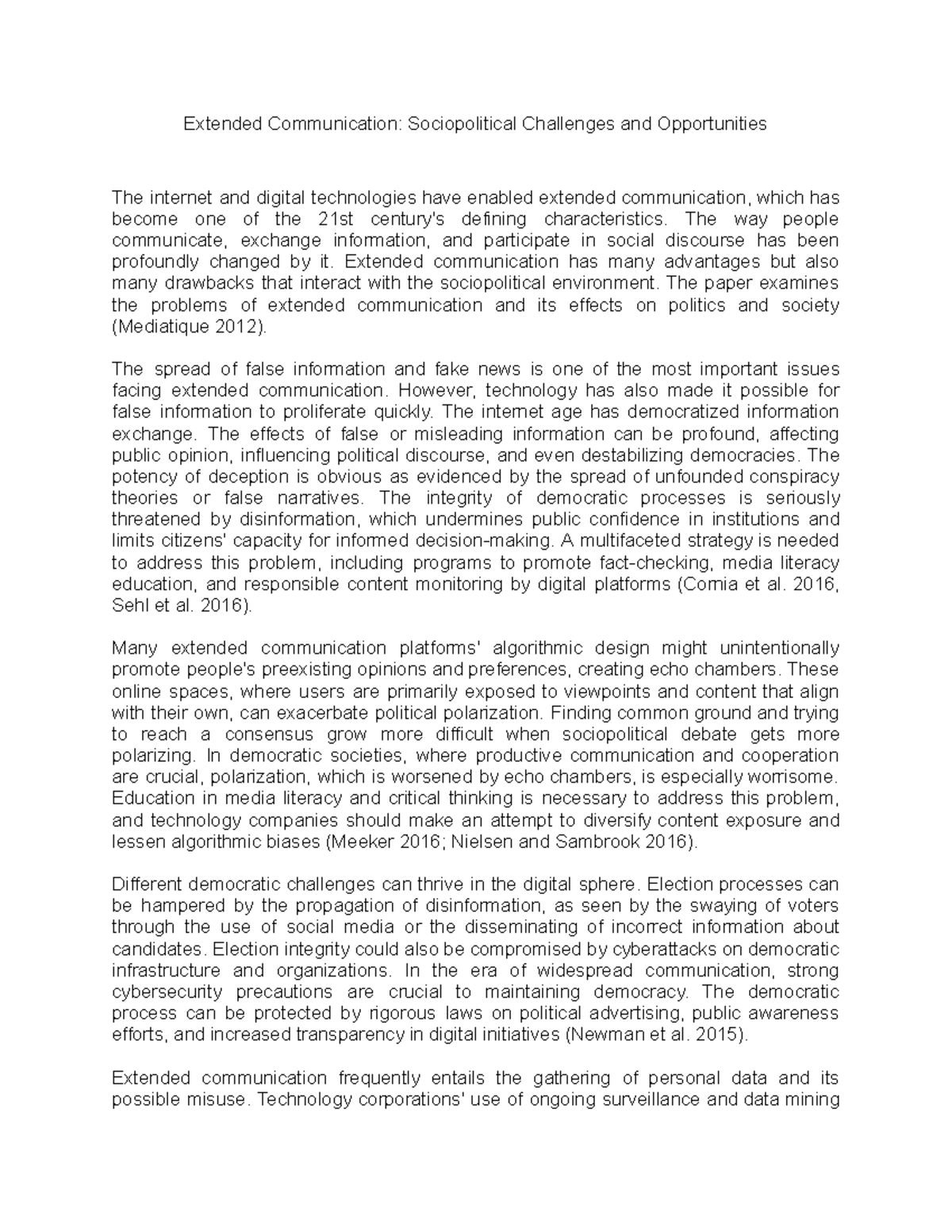 Socio political analysis - Extended Communication: Sociopolitical ...