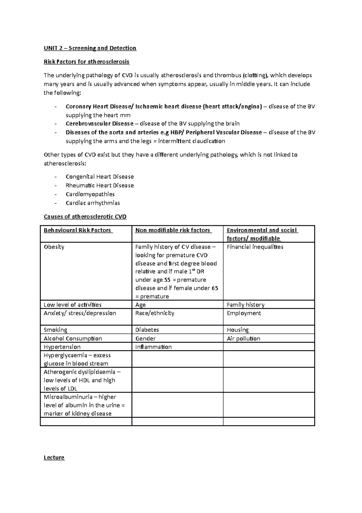 UNIT 2 Notes- Screening and detection - UNIT 2 – Screening and ...