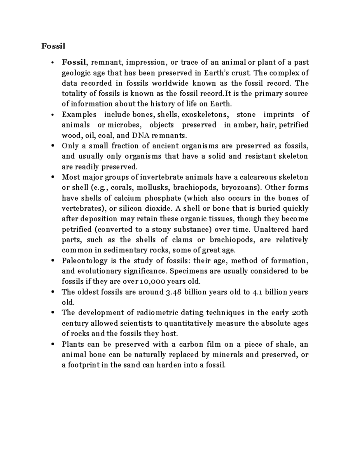 Fossil - The complex of data recorded in fossils worldwide known as the ...