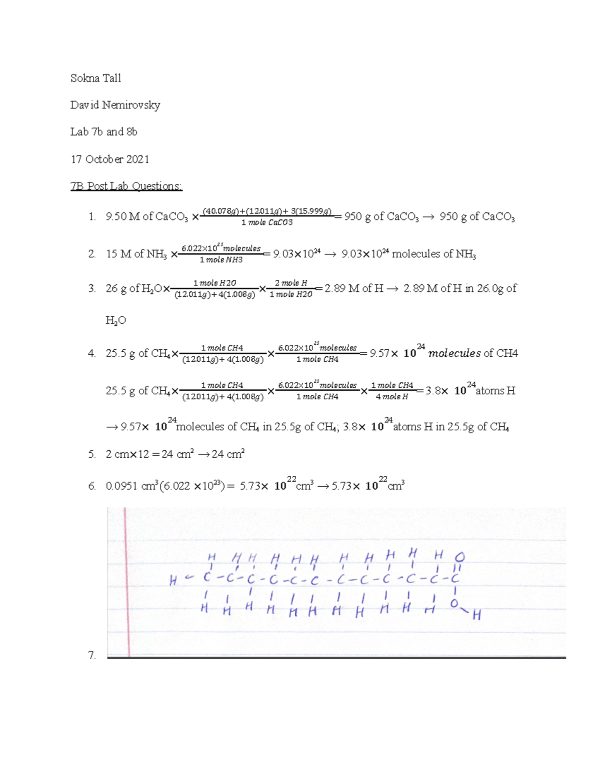 7B and 8B - Focus and Post Lab Questions - Sokna Tall David Nemirovsky ...