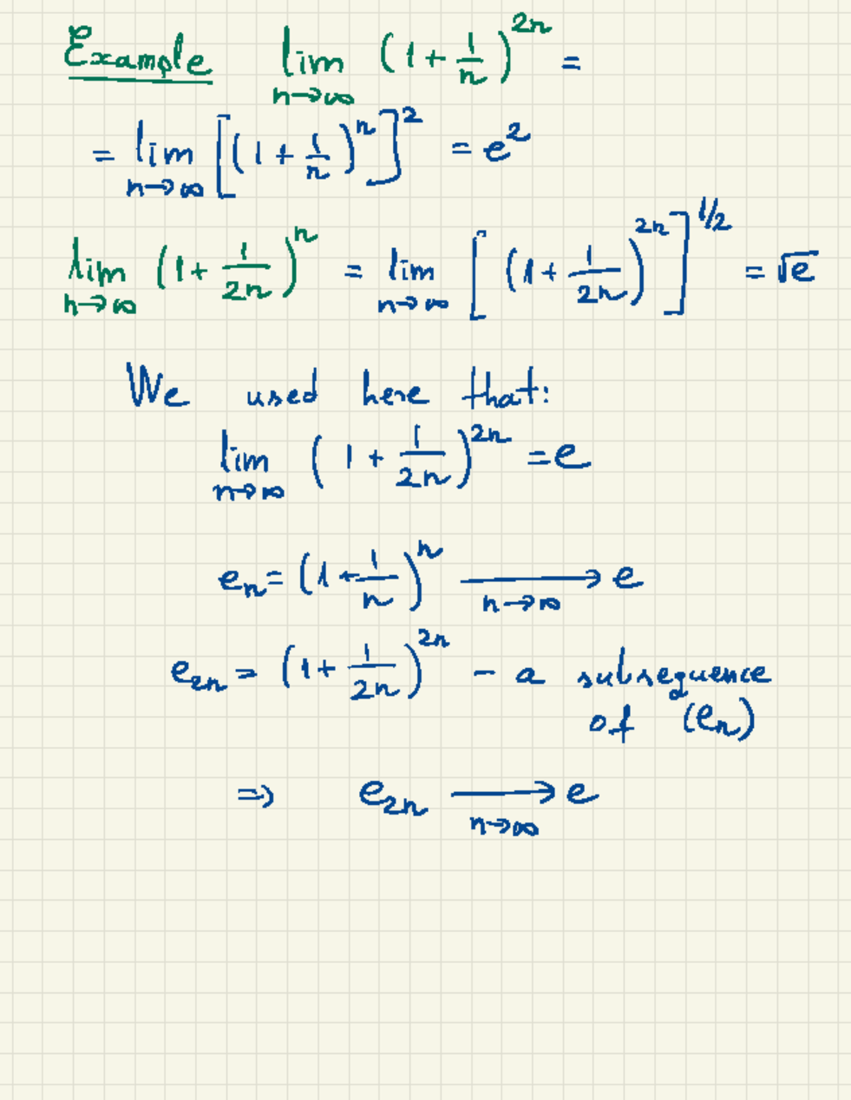 W03 Practice Class - Week 3 notes - 2n Example lim 11 lim n n 2n lim ...