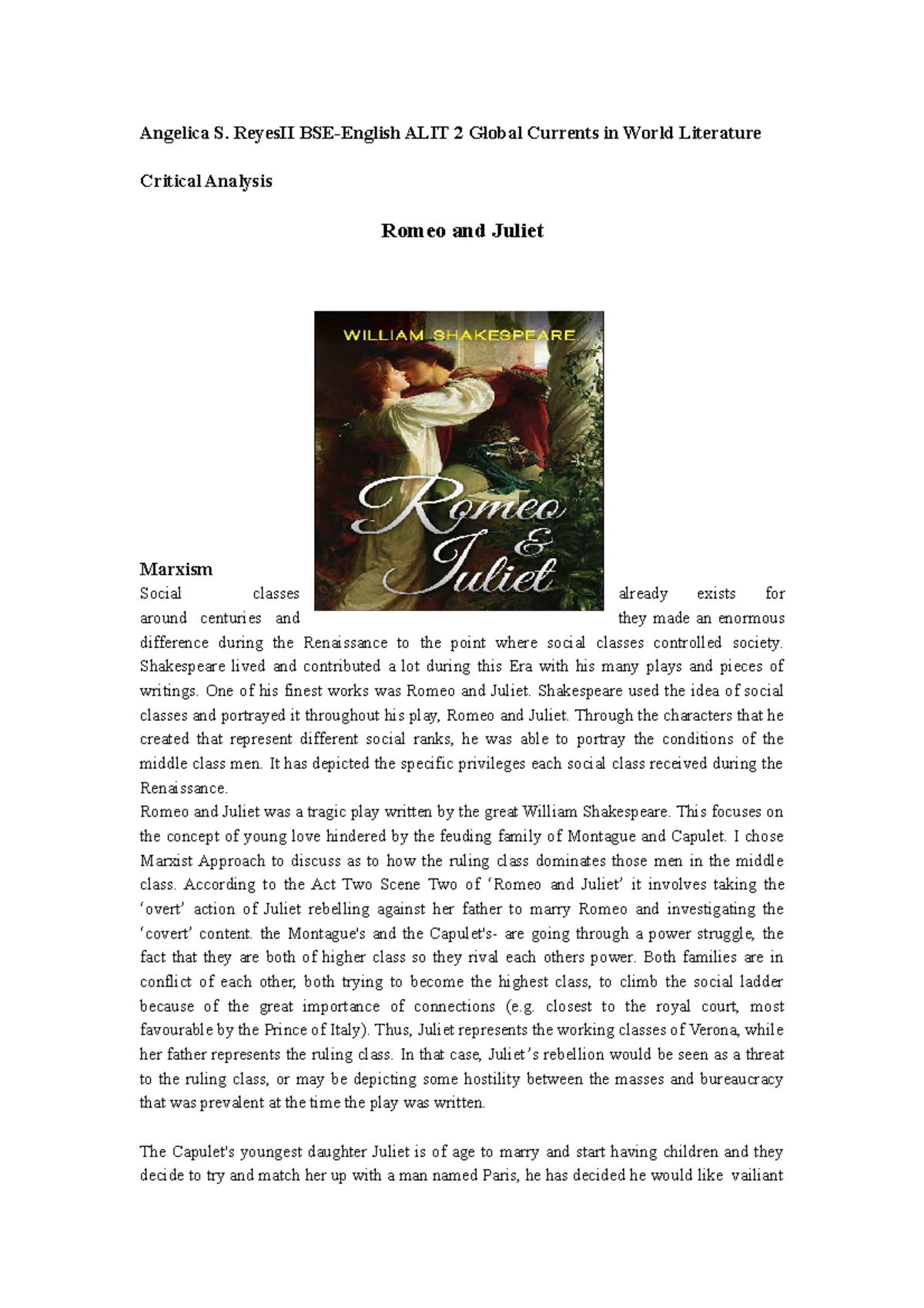 LIT2 Critical Analysis Final - BS. education - PangSU - Studocu