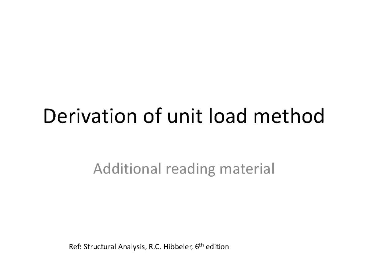 Derivation for unit load method - Hibbeler, 6th edition Principle of ...