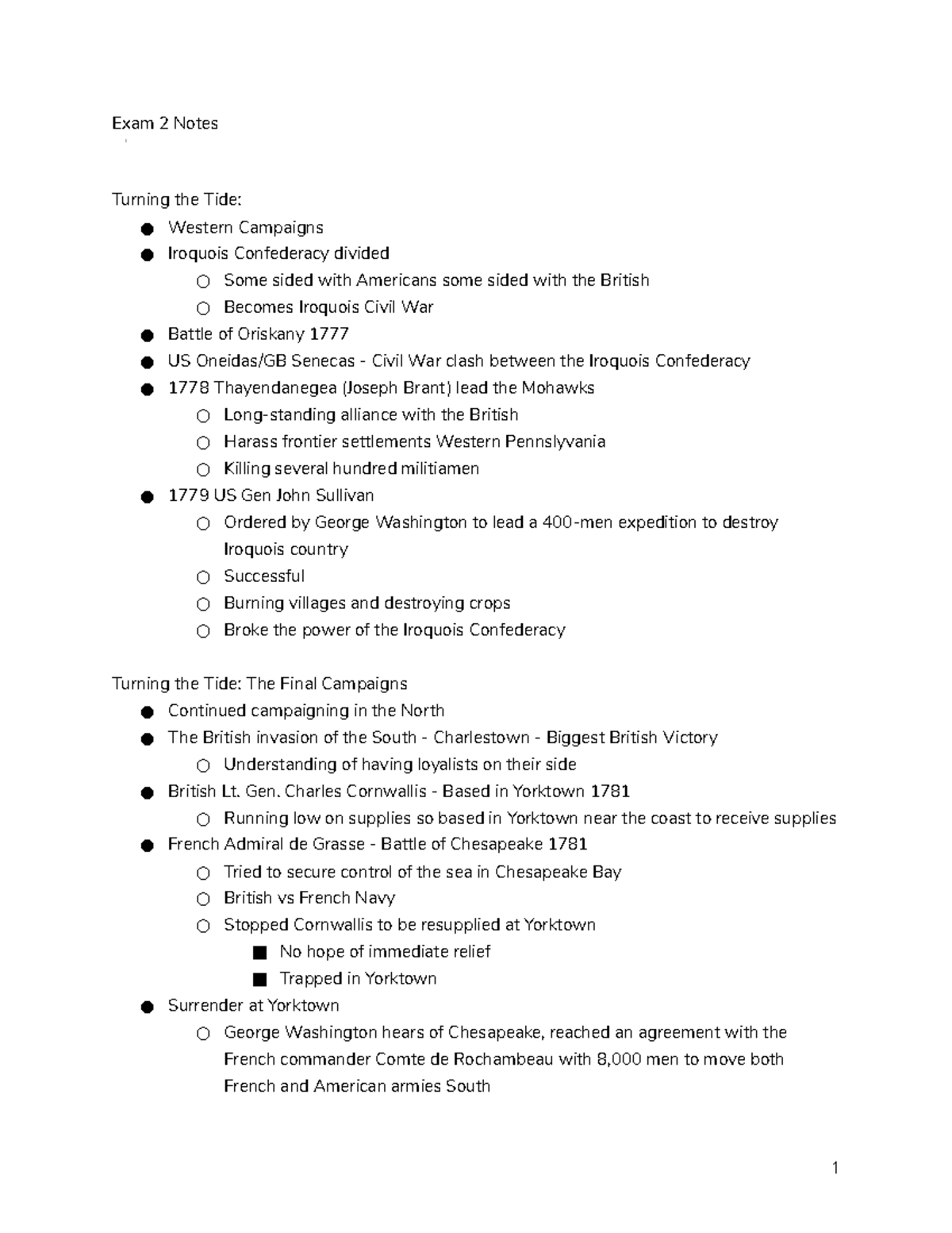 HIST 105 Exam 2 Notes - Exam 2 Notes Turning the Tide: Western ...