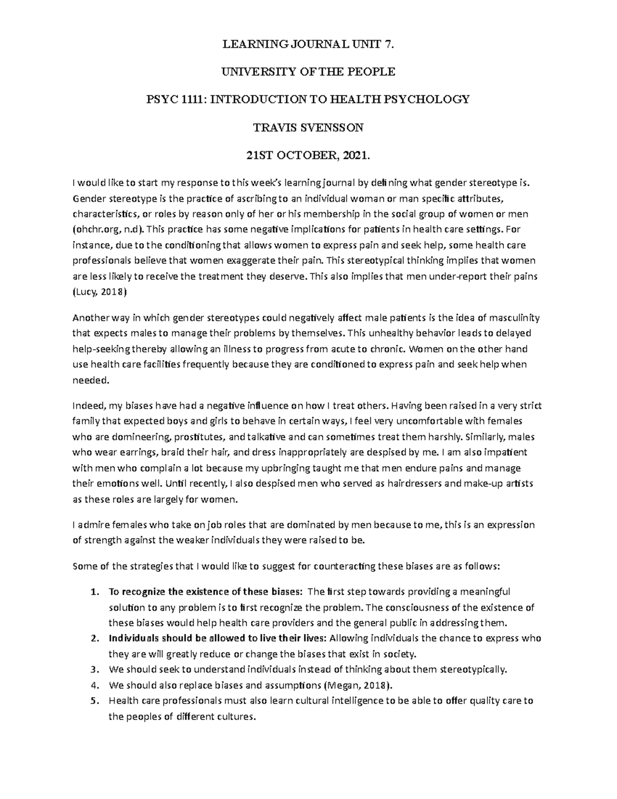 PSYC 1111 LEARNING JOURNAL UNIT 7.docx - LEARNING JOURNAL UNIT 7 ...