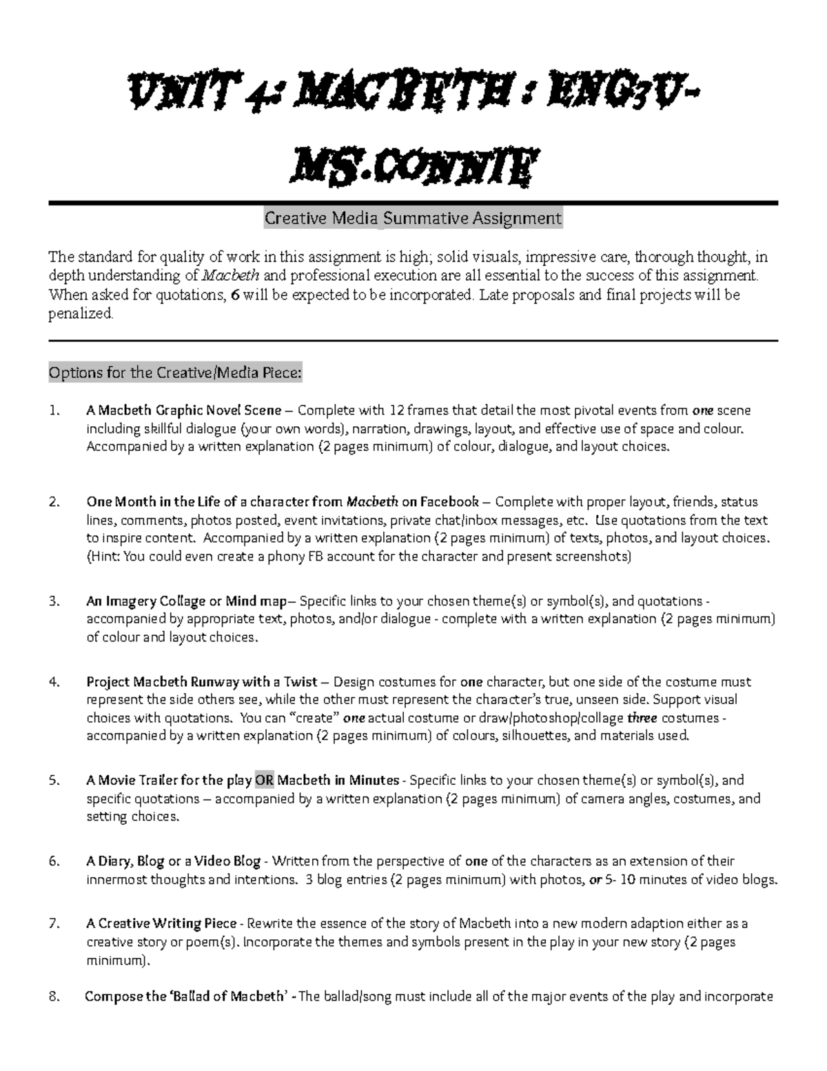 Hassan arafat - Macbeth Creative Media Assignment - Unit 4 : Macbeth ...