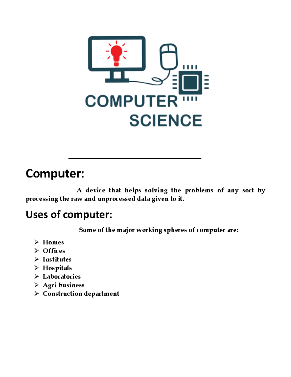 ICT - ____________________________ Computer: A device that helps ...