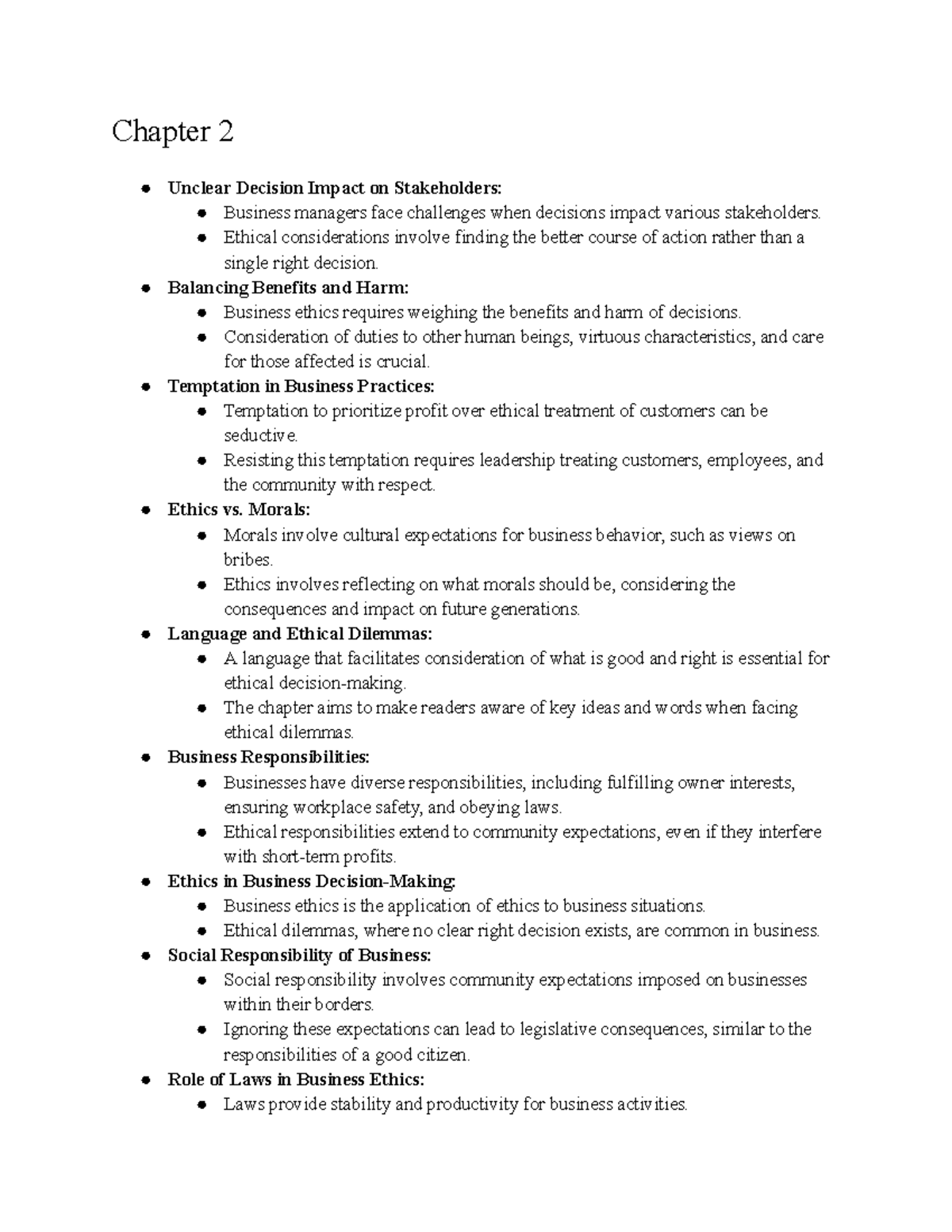 Business Law Notes - ch 2 - Chapter 2 Unclear Decision Impact on ...