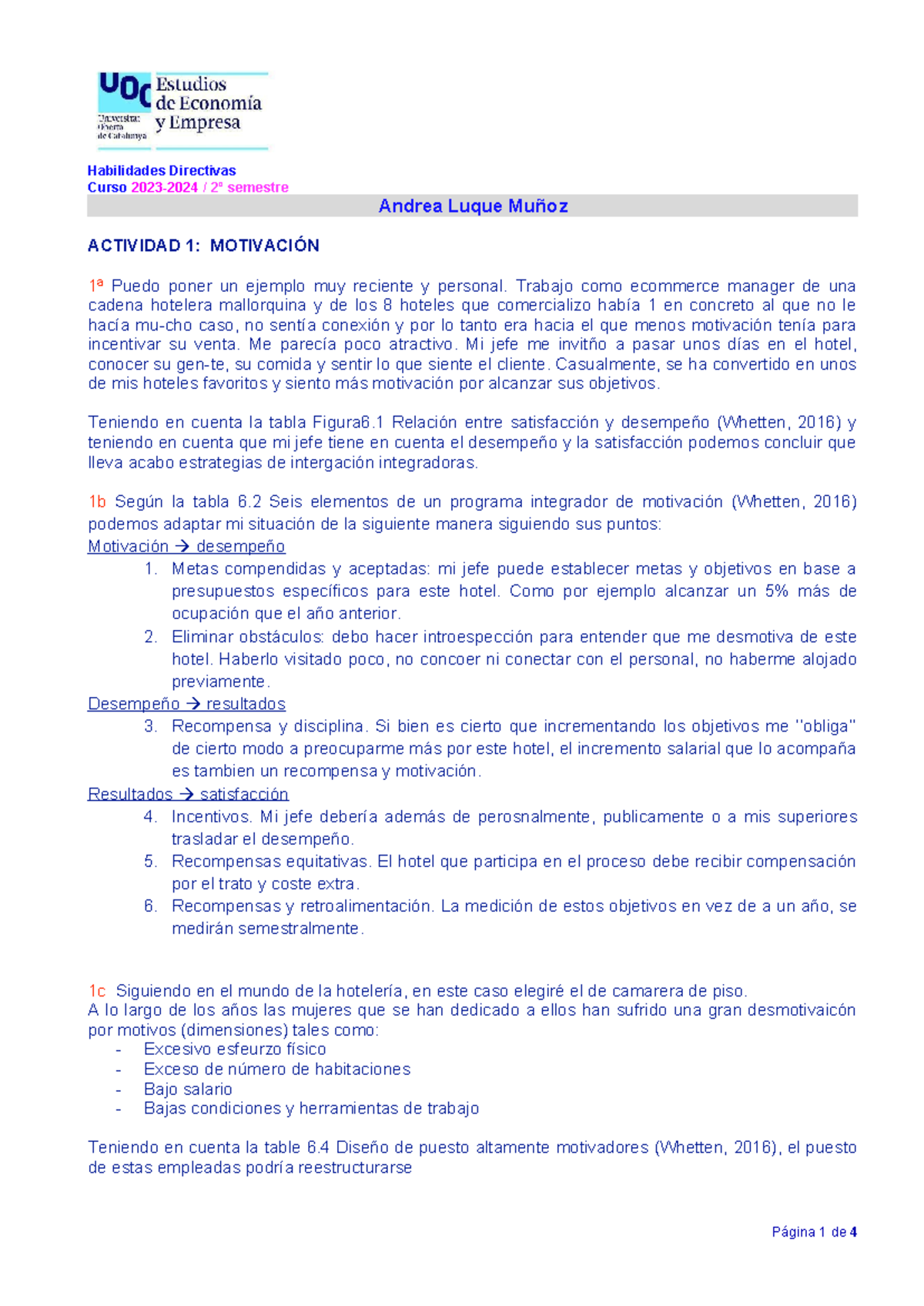 HD PEC2 Hoja respuesta propio 2 - Habilidades Directivas Curso 2023-2024 / 2º semestre Andrea ...