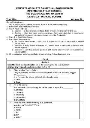 Preboard question paper 2 with ans cbse 12th - Pre Board Informatics ...