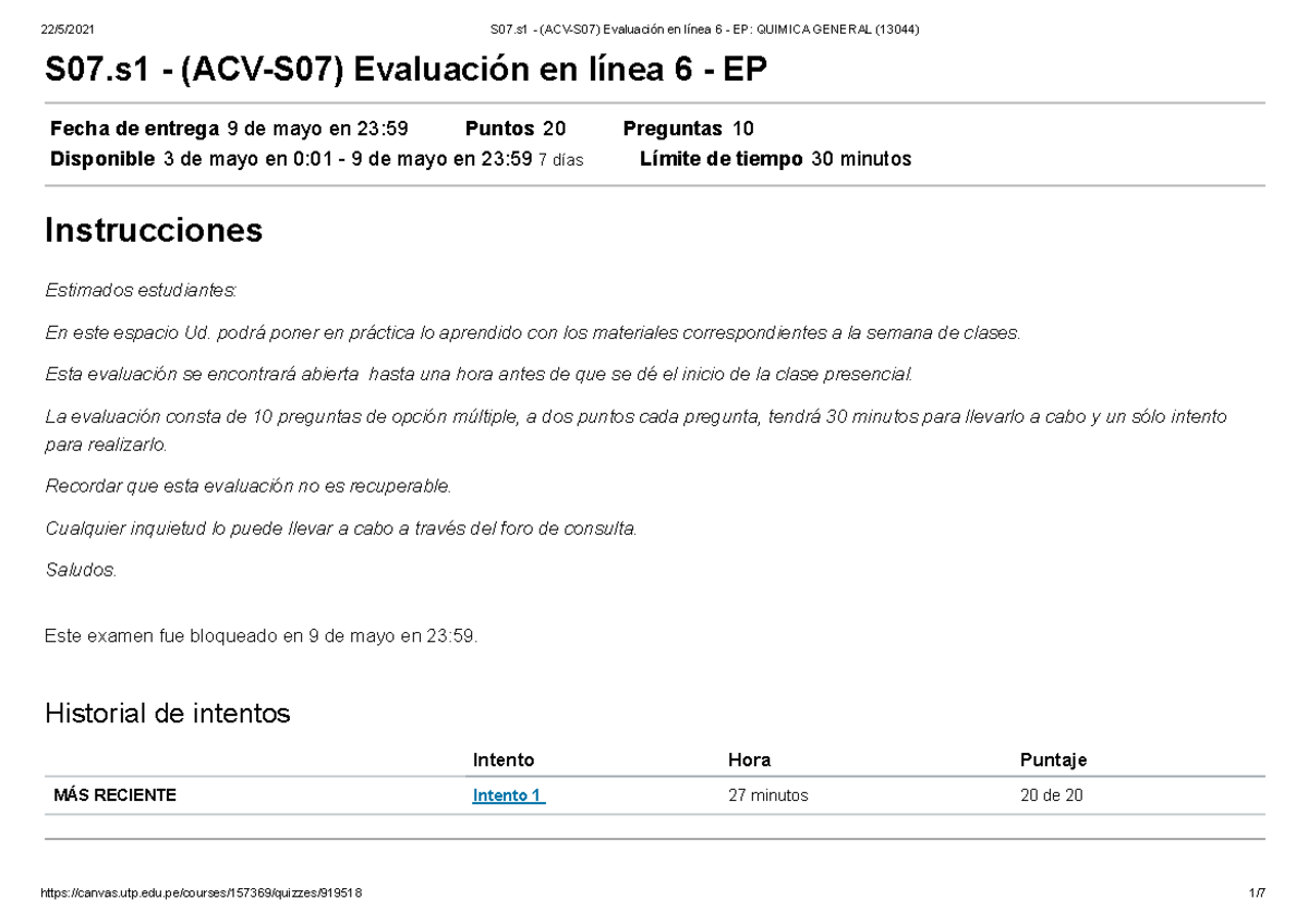 (ACV-S07) Evaluación en línea 6 - EP - QUÍMICA GENERAL - S07 - (ACV-S07) Evaluación en línea 6 ...