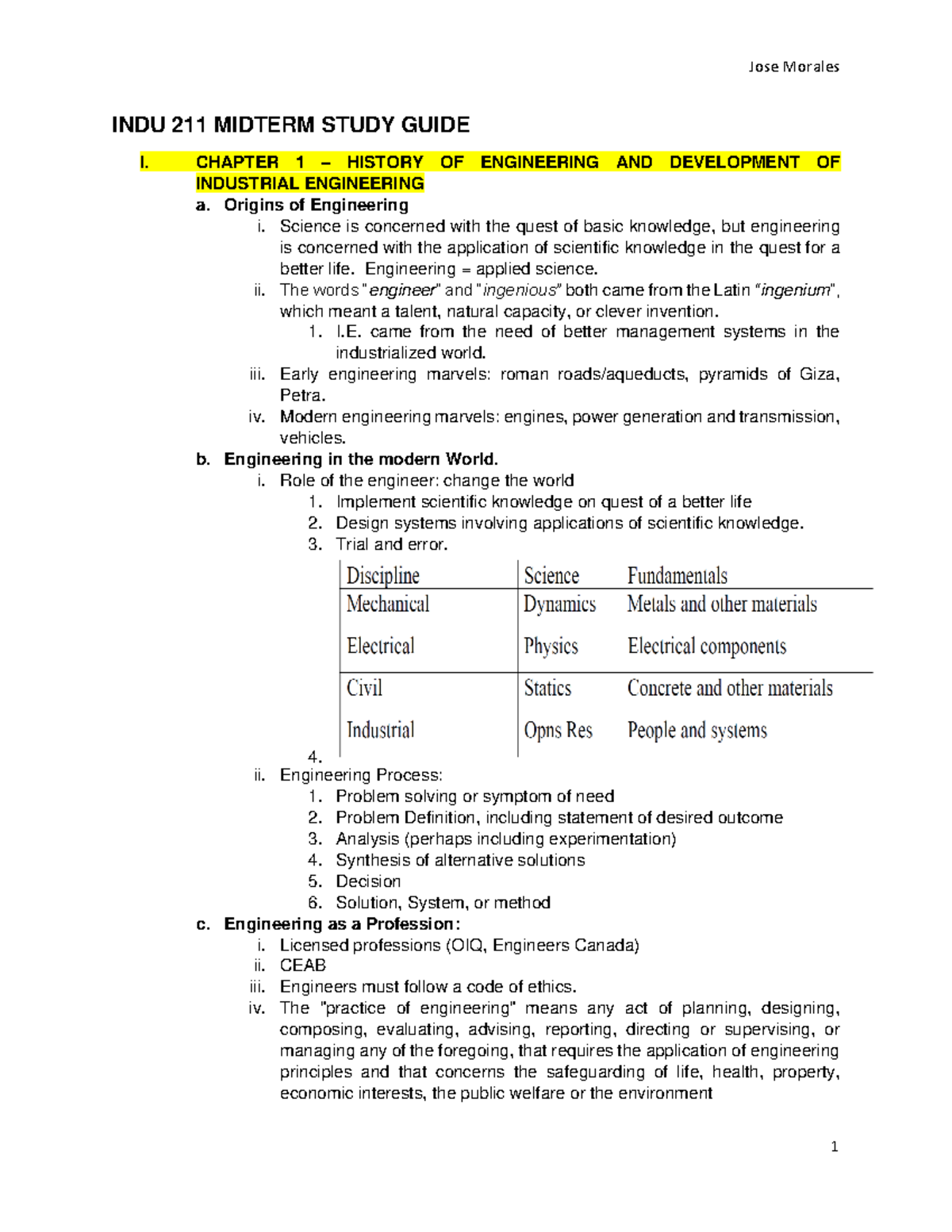 INDU 211 Study Guide - Chapters 1-5 and 10 - Warning: TT: undefined function: 32 INDU 211 ...