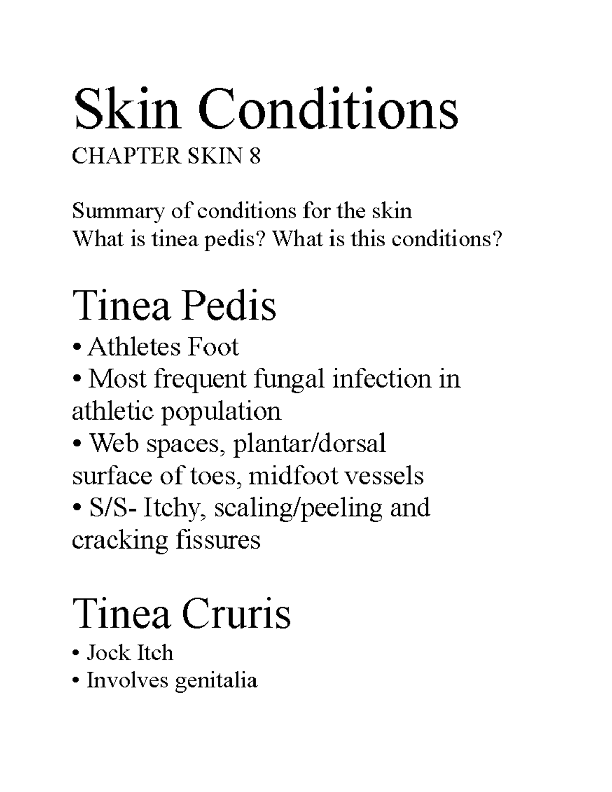 Skin Conditions -05 chap - Skin Conditions CHAPTER SKIN 8 Summary of ...