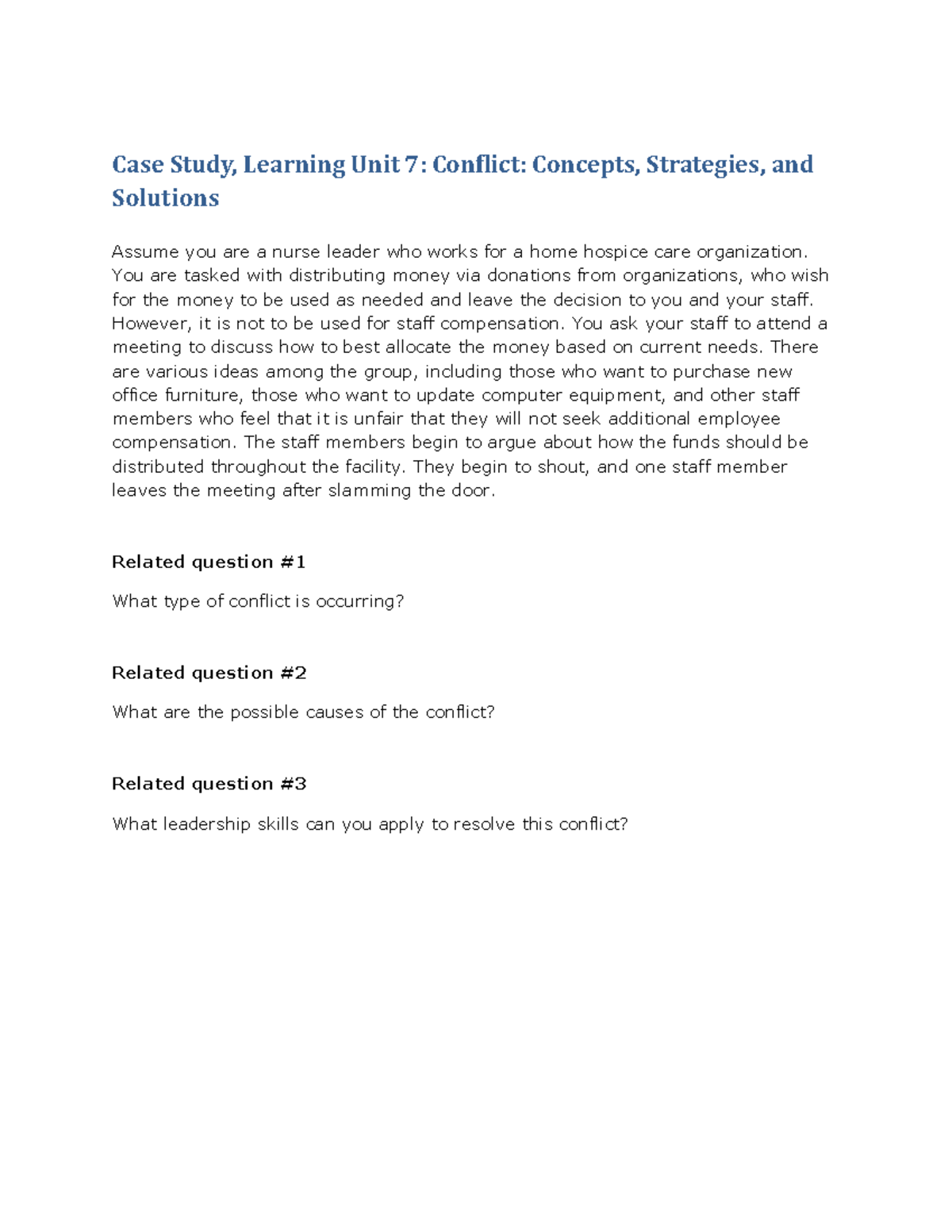 Case+Studies+on+Conflict - Case Study, Learning Unit 7: Conflict ...