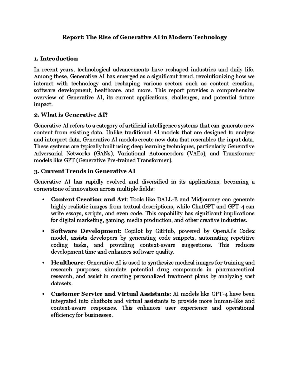 Report - .... - Report: The Rise of Generative AI in Modern Technology ...