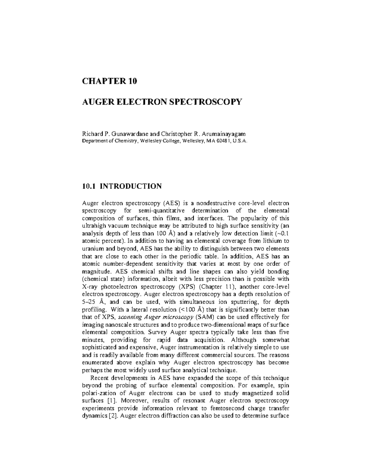 Auger Electron Spectroscopy chapter 10 - CHAPTER 10 AUGER ELECTRON ...