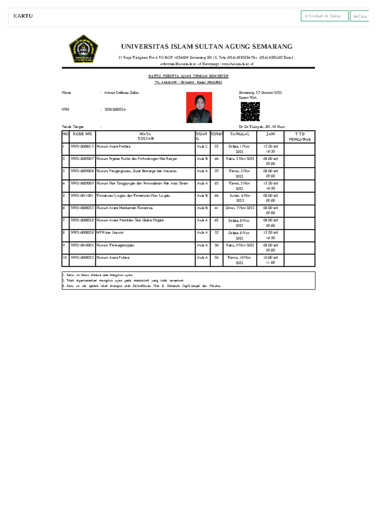 Kartu Peserta - NISA - Aossjsojs - KARTU PESERTA Kembali ke Daftar Ceta UNIVERSITAS ISLAM SULTAN ...