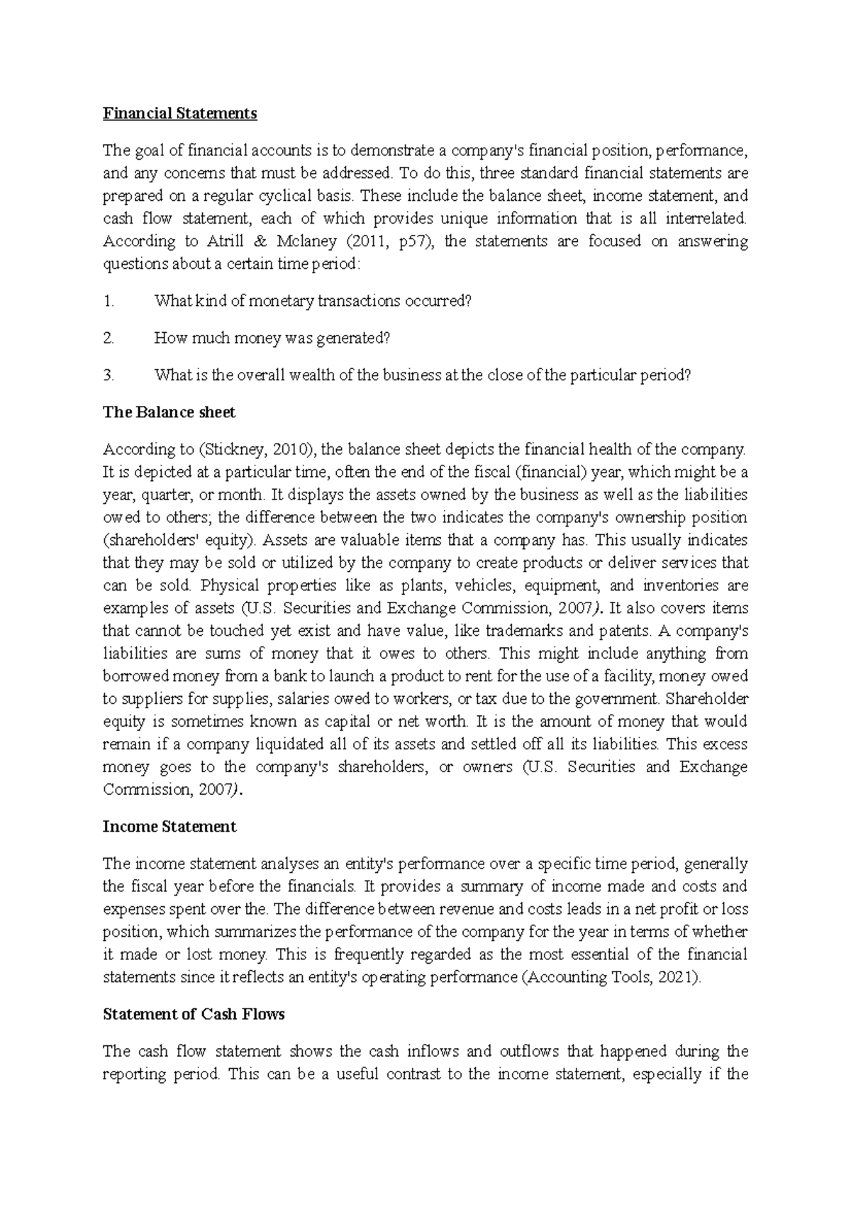 GSB5031 Module 1 Discussion - Financial Statements The goal of ...