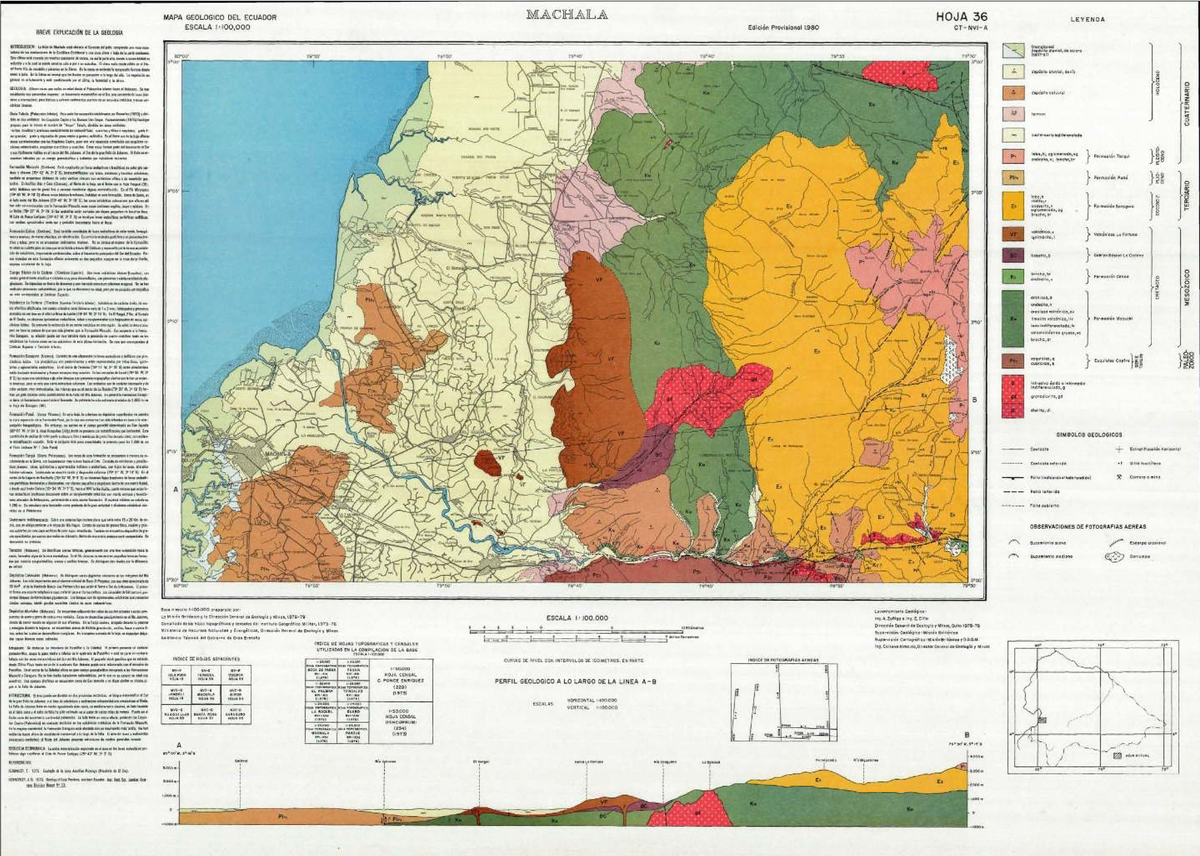24.- Hoja geológica Machala - escala 1 100 - MAPA GEOLOGICO DEL ECUADOR MACHALA HOJA 36 LEYENDA ...