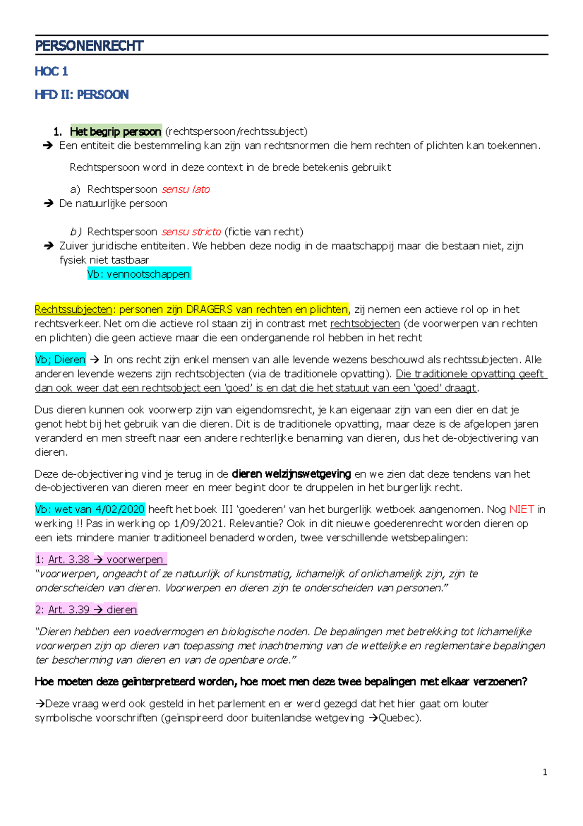 Samenvatting personenrecht 60 pg 2020-2021 rechten VUB - PERSONENRECHT ...