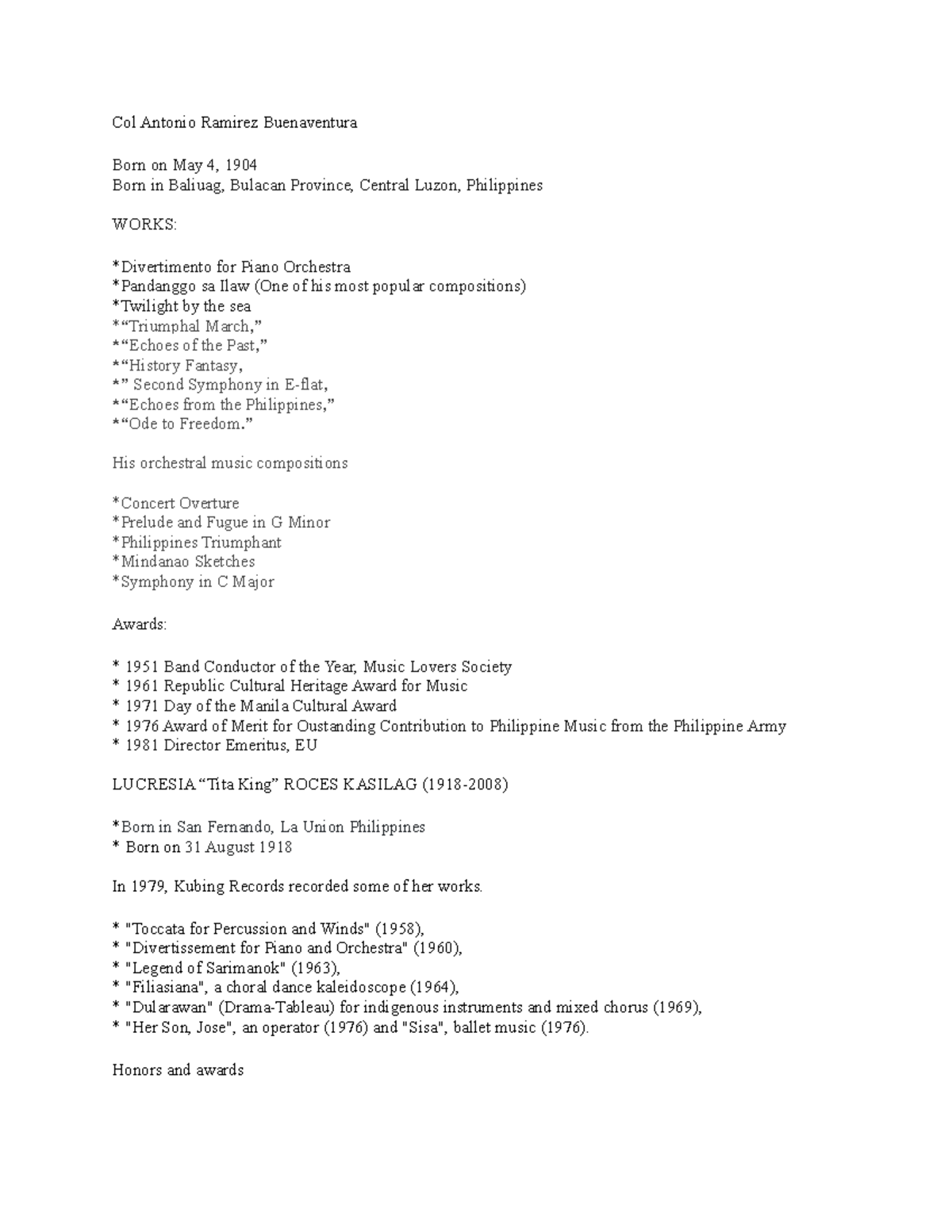 Reporter-10 - National Artist - Col Antonio Ramirez Buenaventura Born ...