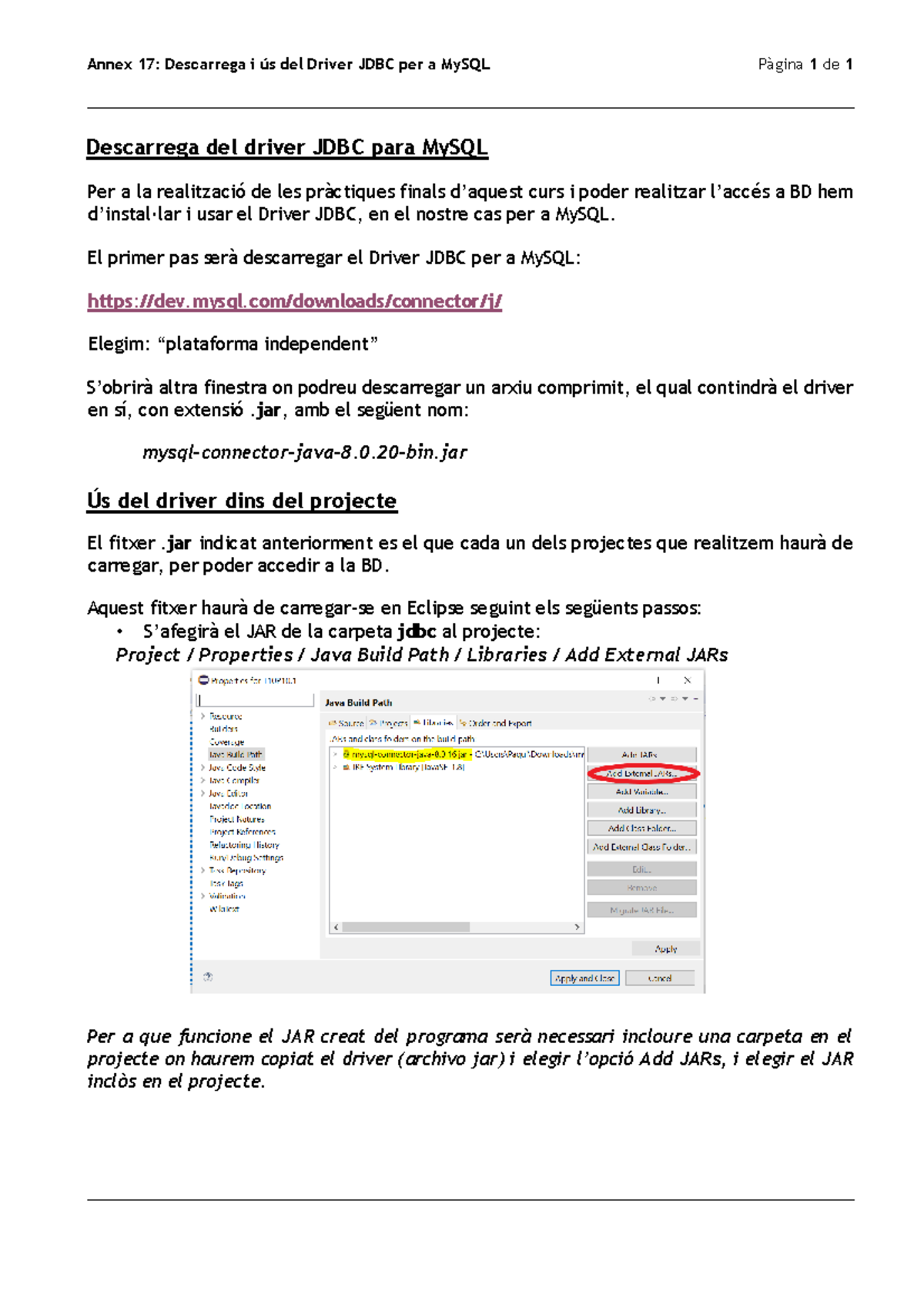 Anexo 17- Descarga y uso del driver JDBC para My SQL v - Annex 17 ...