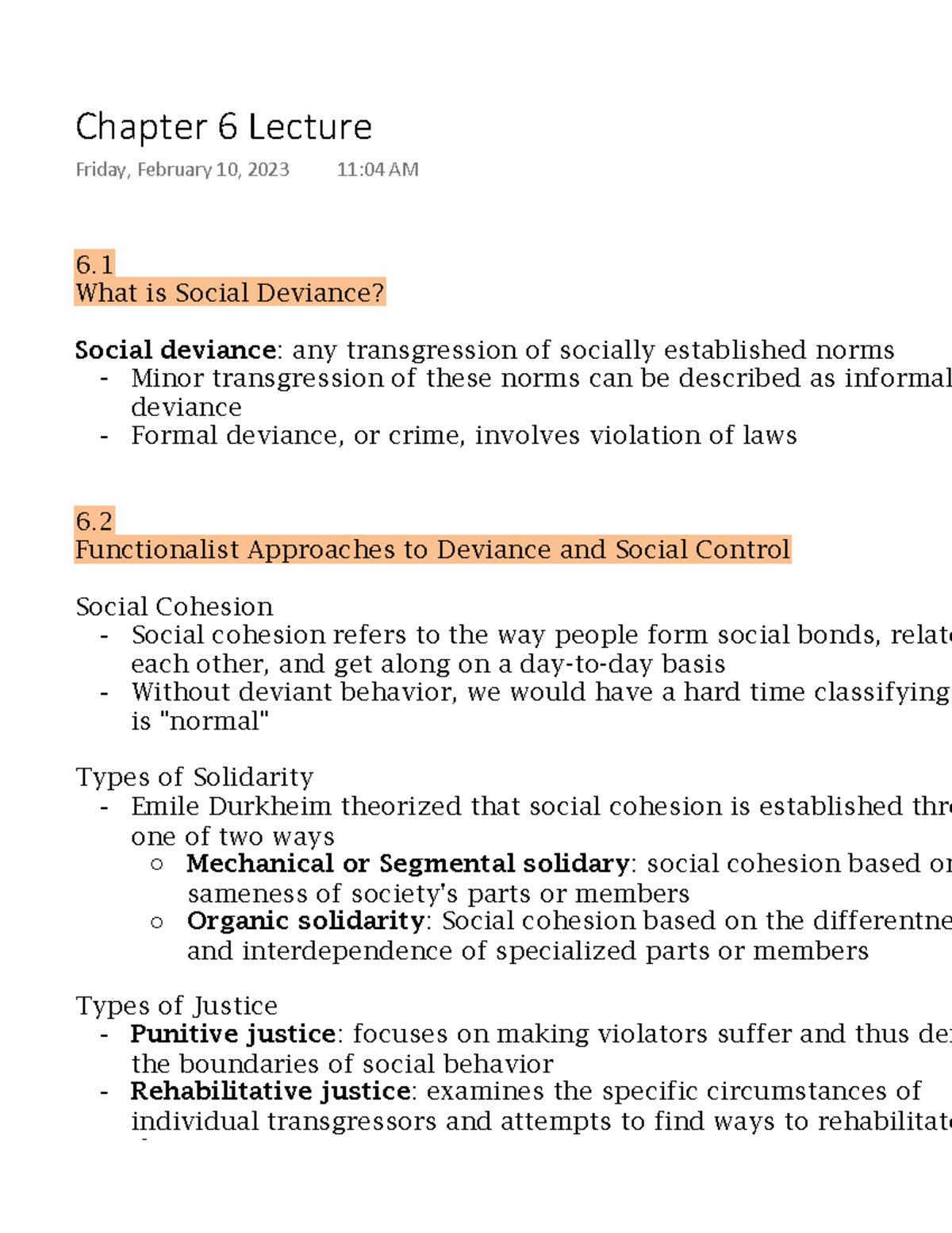 Chapter 6 Lecture - Dennis Bledsoe - 6. What is Social Deviance? Social ...