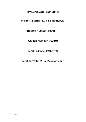 DPR1501 Assignment 2 - DPR Assignment number: 02 Assignment question: Unique number: Name ...